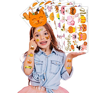 Little Pumpkin Baby Shower Birthday Temporary Tattoos - 80PCS Pumpkin Fall 1st Stickers for Party Decorations, Favors, and Prizes - Pink, Orange, and Maple Leaf Themed - Ideal Gifts for Boys
