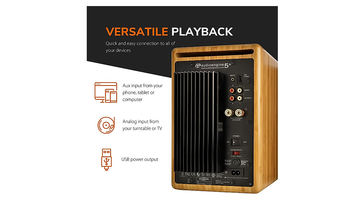 Audioengine A5 Powered Bamboo Speakers - Premium Sound