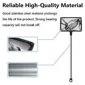 Grepol-V Aquarium Fish Net, 5 Inch Fine Mesh Fish Tank with Extendable 9-24 inch Long Handle