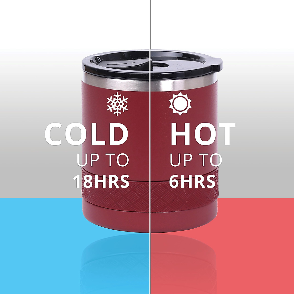 Lord of the Grill Lowball Valentine Tumbler for Him - Triple-Wall Stainless Steel Travel Cup with Ceramic Lid - Gift for Dad & Father In Law on Valentine's Day, Birthday & Father Day - 10oz Burgundy