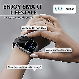 Hoowel Smart Watch for Men and Women - Alexa Built-in Smartwatch with Heart Rate, Sleep and Blood Oxygen Monitor,24/7 Heart Rate Auto Image Correction, Portable Smartwatch Dynaudio Speakers (Black)