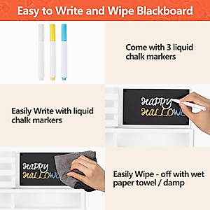 FIPUTE Key Holder for Wall, Wall Mounted Mail Holder Wooden with Shelf & 3 Liquid Chalks & Chalkboard, Mail Sorter Organizer, Rustic Home Decor - Entryway Living Room (15.98”W x 9.1”H x 3.3”D), White