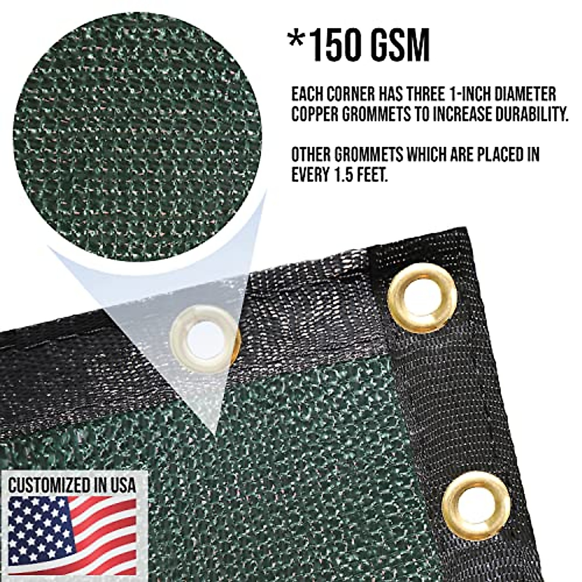 E&K Sunrise 5' x 25' Green Ience Privacy Screen, Commercial Outdoor Backyard Shade Windscreen Mesh Iabric Shade Net Cover for Patio Lawn Chain Link Garden Yard Backyard