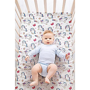 4 Pack Soft Baby Girl Crib Sheets for Standard Crib Mattress Unicron Rainbow Heart Cute Neutral Polyester Unisex Fitted Crib Sheets Set for Baby Girls