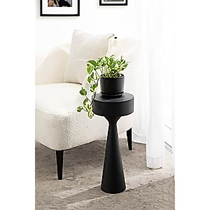 Kate and Laurel Solbrett Modern Sculptural Drink Table with Unique Round Design and Weighted Base for Stability, 10x10x22, Black