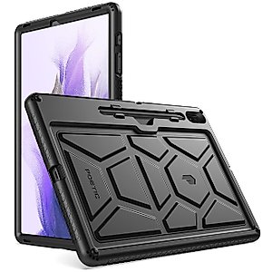 Poetic TurtleSkin Case Designed for Galaxy Tab S7 FE 12.4 Inch 2021 / Galaxy Tab S7 Plus 2020 with S Pen Holder, Rugged Shockproof Drop Protection Kids Friendly Silicone Cover Case, Black