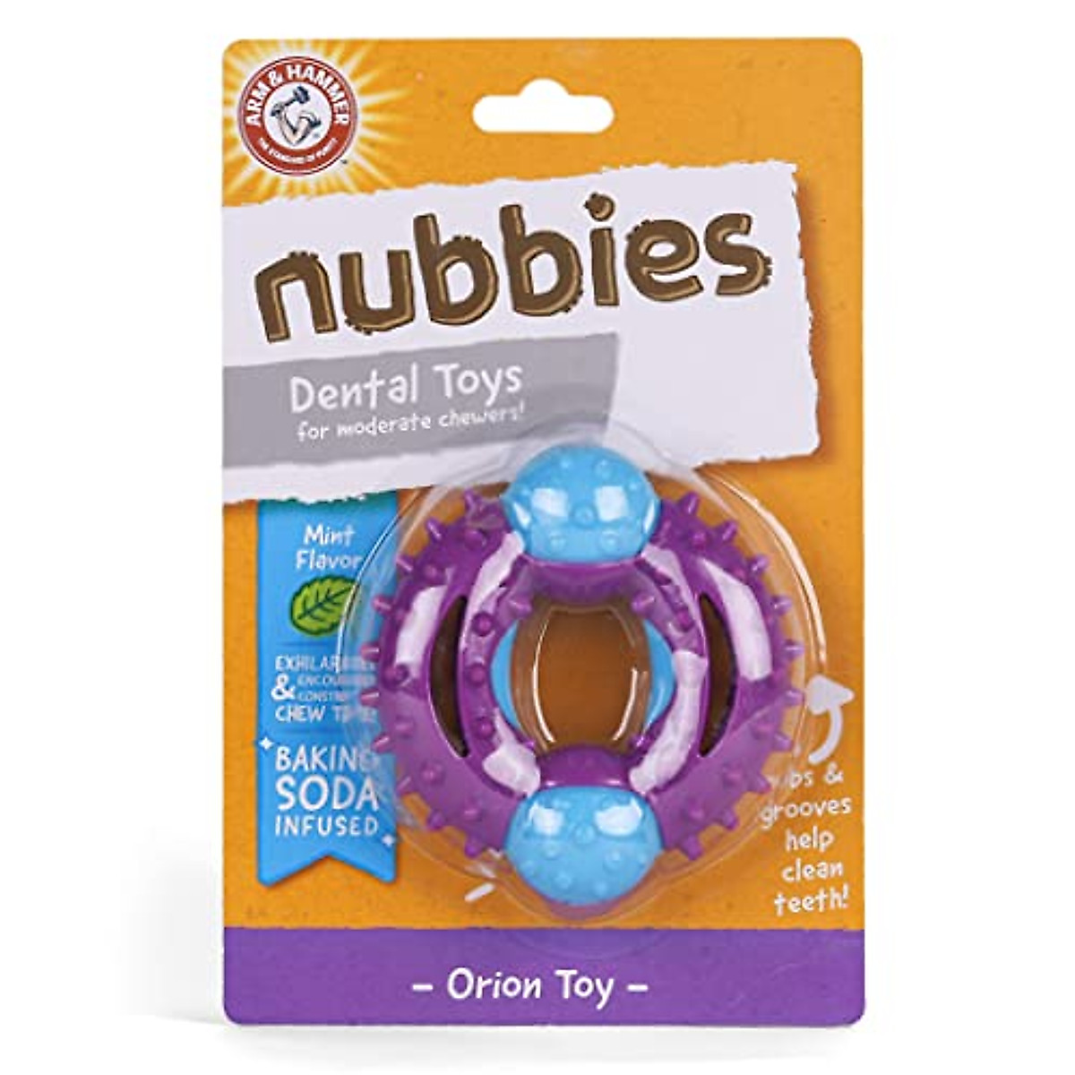 Arm & Hammer for Pets Nubbies Orion Dog Dental Toy| Best Dog Chew Toy for Moderate Chewers | Dog Dental Toy Helps Reduce Plaque & Tartar Without Brushing (Pack of 1)
