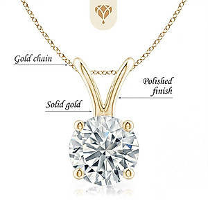 The Diamond Deal .25ct (1/4Cttw) Carat Round Brilliant Solitaire Lab-Grown Diamond Solitaire Pendant Necklace For Women Girls infants in 14k Yellow Gold With 18" Gold Chain