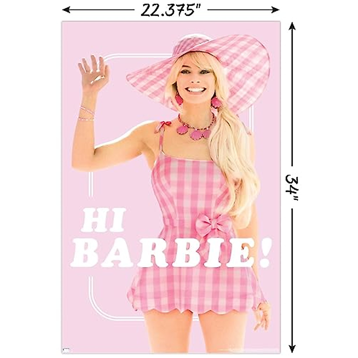 Trends International Mattel Barbie: The Movie - Hi Barbie Wall Poster, 22.37" x 34.00", Poster & Mount Bundle
