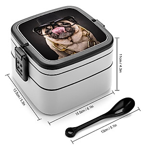 Selinactive Bento Lunch Box with 2 Compartments Leak-Proof Food Containers with Spoon