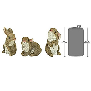 Design Toscano QM92008 The Bunny Den Rabbits Garden Animal Statues, 5 Inch, Set of Three, Multicolored