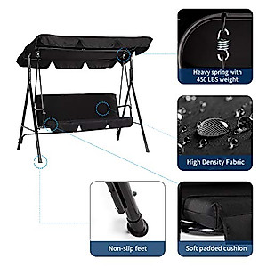 Esright Outdoor Patio Swing Chair, Canopy Porch Swing with Removable Cushion and Weather Resistant Powder Coated Steel Frame, Suitable for Patio, Garden, Poolside, Balcony, Backyard