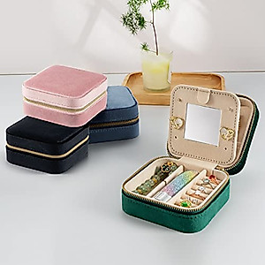 ilycase Velvet Jewelry Box,Travel jewelry Box organizer,Earring Organizer with Mirror,Jewelry Travel Case,travel jewelry box (Green)