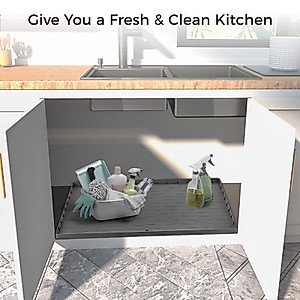 Waterproof Under Sink Mat for 36" Cabinet,Homaisson 35”×22” Flexible Silicone Cabinet Protection Mat, Under Sink Tray, Drips Leaks Spills Protector, Cabinet Liner for Kitchen, Bathroom