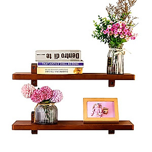 Bielebbi Floating Shelves, Wall Shelf, Shelves for Wall Storage, Solid Wood Shelf L23.4xW5.9 Set of 2, Rustic Wood Wall Shelves for Bedroom, Living Room, Bathroom, Kitchen, Office and More…