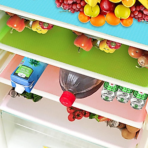 4 PCS Refrigerator Liners, Washable Waterproof Oilproof EVA Refrigerator Mats, Non-Slip Fridge Liners Shelves Covers Pads (4 Mixed Colors)