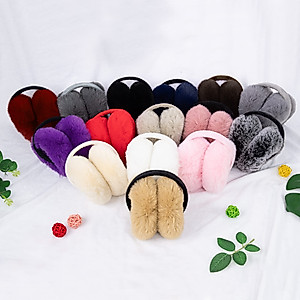 Simplicity Unisex Furry Folding Ear Warmers for Women Ear Muffs Winter Earmuffs for Women Winter Cold Weather Warm Ear Cover for Winter, Cream