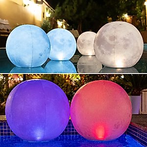 TIALLY Full Moon Floating Pool Lights Solar Powered - Inflatable Pool Lights That Float - Waterproof Led Lights for Pool Party Decorations - Pool Gifts for Pool Owners