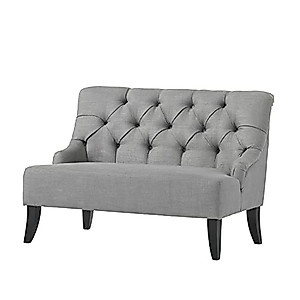 Christopher Knight Home Nicole Fabric Settee, Grey, L 44.25 x W 29.75 x H 30.5