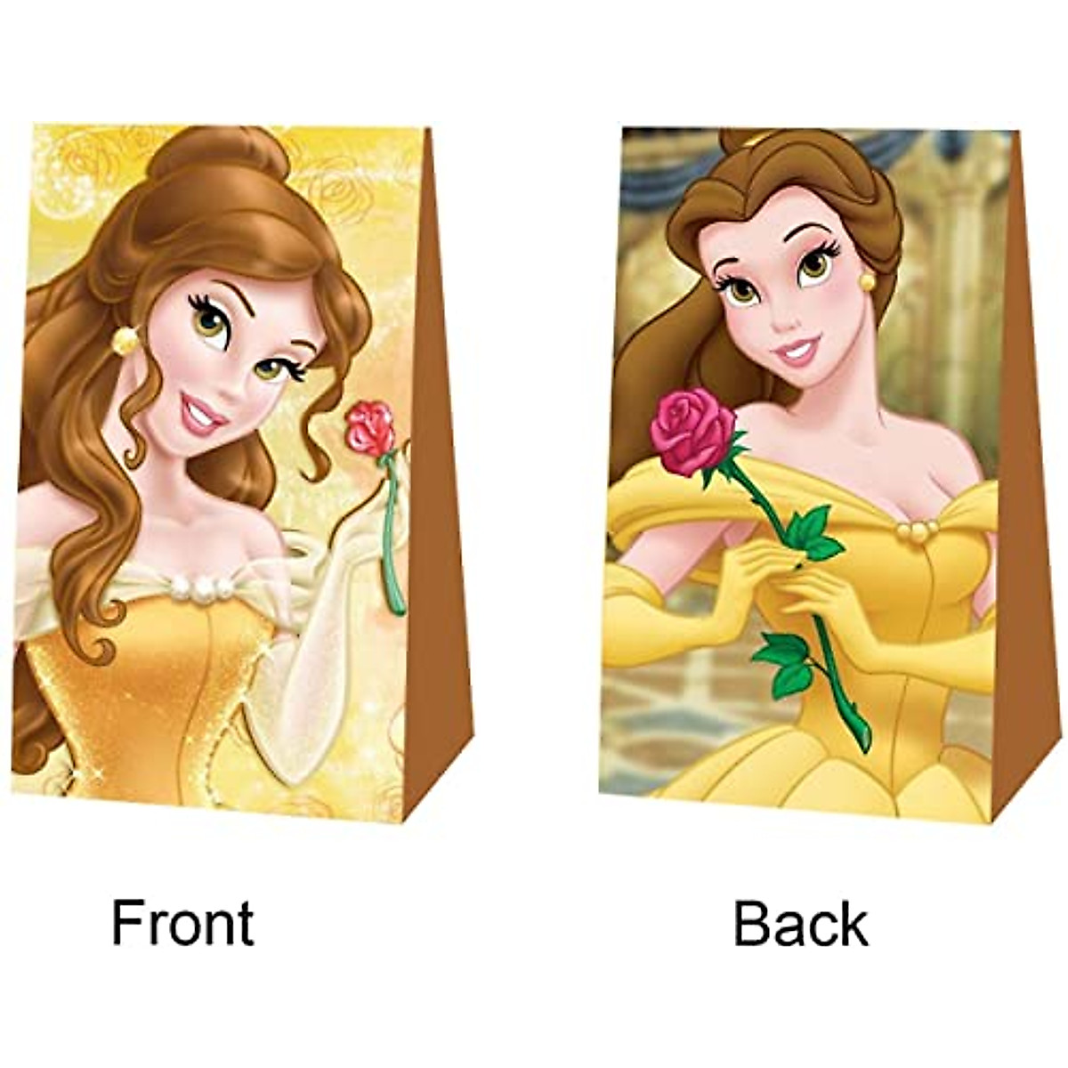 12 Pieces Beauty and the Beast Gift Bags Beauty Princess Party Favors Gift Bags Beauty Beast Princess Themed Candy Bags for Girls Baby Shower Decorations