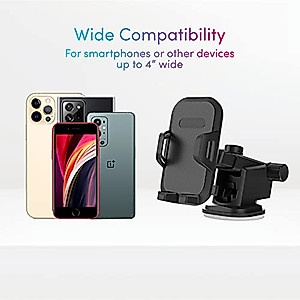 TALK WORKS Car Windshield & Dash Phone Holder Compatible w/iPhone 13/13 Pro/13 Pro Max/14/14 Plus/14 Pro/14 Pro Max, Apple & Android Smartphones - Adjustable Suction Mount (Black)