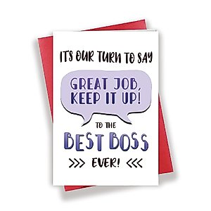 Longkado Funny Thank You Boss Day Card, Best Boss Ever Appreciate Birthday Card for Boss Manager Leader