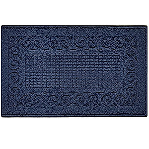 Door Mat Indoor for Entryway,20"X32" Washable Absorbent Non-Slip Entry Rug for Front/Back Door,Dog Door Mat,Floor Mat for Muddy Wet Shoes Paws-Navy Blue