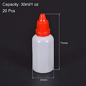 uxcell Plastic Dropper Bottles, 30ml/1 oz Empty Squeezable Dropper Bottle with Cap, Red, Pack of 20