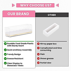 Chocolate Covered Strawberry Boxes Packaging - Set of 10 (6.3x2x2Inch) w/Gold Foil Design - Valentines Day Treat Boxes for Strawberries - Macaron Boxes as Truffle Boxes or Chocolate Strawberry Boxes