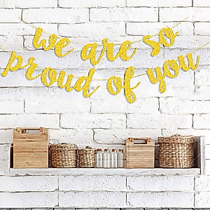 Graduation Decorations 2024 Banners Garland, Gold Glitter We are So Proud of You Graduation Banners Garland for Graduation Party Supplies, School, Home, Car Decorations