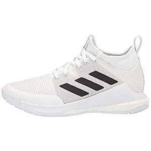 adidas Women's Crazyflight Mid Volleyball Shoe, White/Black/Grey, 8