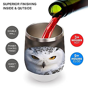 WYUSPGK 304 Stainless Steel Insulated Cup, Snowy Owl Eyes Print Smooth Rim, Durable & Reusable - Perfect for Office, Home, And Travel