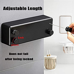 Retractable Clothesline Adjustable Drying Line for Cloth Laundry Outdoor/Indoor with Stainless Steel Double Rope Wall Mounted 13.8 Feets Clothsline (Black)
