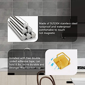 Blueden 2Pcs Adhesive Sponge Holder for Kitchen Sink Essentials,Stainless Steel Dish Sponge Holder for Sink Soap Sponge Holder,Rustproof and Waterproof, Quick Drying, Minimal Size Save Sink Space,Gold
