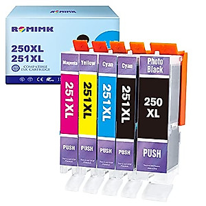 PGI250 CLI251 Compatible Replacement for Canon 250 251 XL Pinter Ink Cartridge - Compatible with Canon PIXMA MX922 MX920 IP8720 MG5520 MG6620 MG7520 IX6820 Printer (5-Pack)