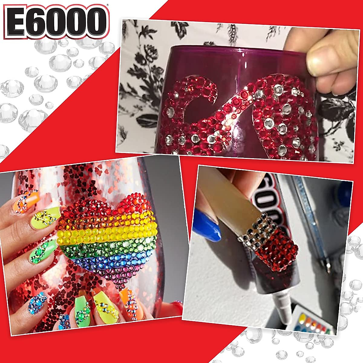 E6000 Jewelry Bead Adhesive Glue for Jewelry Making with 4 Precision Applicator Tips and Pixiss Art Dotting Stylus Pens 5 pcs Set - Rhinestone Applicator Kit