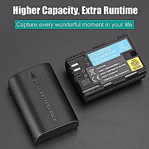 JYJZPB LP-E6N LP-E6 Battery Charger Case, 2 Pack LP-E6N Batteries fit for Canon 5D Mark II, III, 5D Mark IV, 5DS, 5DS R, 60D, 6D Mark II, 7D, 7D Mark II, 70D, 80D Digital Cameras