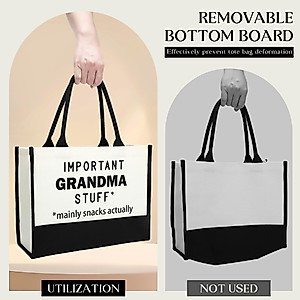 BackURyear Grandma Xmas Tote Bag Gifts, Important Stuff Tote Gifts for Grandma Christmas Stocking Stuffer Holidays Birthday from Grandkids Granddaughter, Cute Gifts Shopping Bag Grocery Bag