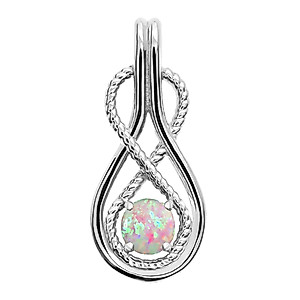 Infinity Rope October Birthstone Opal 14k White Gold Pendant