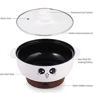 Electric Skillet 4-in-1 Multifunctional Electric Cooker Skillet Grill Pot for Cooking Rice Hotpot Soup Steam Eggs Fried Noodles Small Kitchen Cooker Non-Stick (3.6L without Steamer)