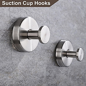 Hendiy Suction Cup Hooks, Towel Hooks for Bathrooms Stainless Steel Waterproof Suction Cup Hooks for Shower, Mounting on Glass Shower Doors, Tile, Suction Hooks on Bathroom or Kitchen 2 Pack