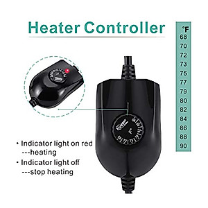 hygger 50W Mini Inline Quartz Glass Aquarium Heater with External Controller, Adjustable Submersible Betta Fish Tank Thermostat for 5-15 Gallon