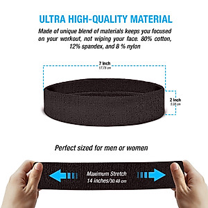 Suddora Workout Headband for Men and Women, Moisture-Wicking Athletic Sweatband, Lightweight Cotton Terry Cloth Bands for Basketball, Tennis, Football, Gym, Running, Cosplay & Costumes (Black)