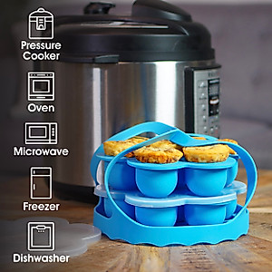 7Penn Silicone Egg Bite Molds Compatible with Instant Pot - 2-Pack Sous Vide Egg Bite Maker Accessory and Lifting Sling