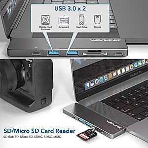 USB C Hub Adapter for MacBook Pro 2016/2017,Wavlink MacBook Air USB Adapter with 40Gbps Thunderbolt 3 Port (5K@60Hz), 100W PD, 4K HDMI, SD/Micro Card Reader,USB-C and 2 USB 3.0