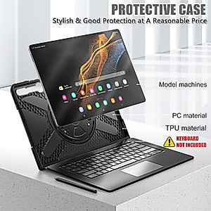 ZenRich Samsung Galaxy Tab S10 Ultra 2024 /S9 Ultra 2023 /S8 Ultra 2022 Case 14.6 inch with S Pen Holder, Shockproof Rugged Case with [360 Degree Rotatable Kickstand][Hand Strap]