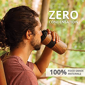 Elemental Artisan Insulated Tumbler, Triple Wall Coffee Travel Mug, Reusable Stainless Steel Coffee Tumbler with Ceramic Lid, Thermal Coffee Cups for Hot (6 Hrs) & Cold (18 Hrs), 16oz - Teak Wood