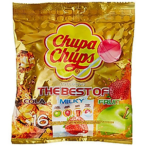 Chupa Chups Lollipops, 16 Pieces, Fresh Fruit Flavors, 6.77 Ounce Total Weight
