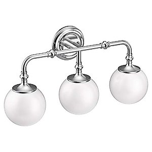 Moen YB0563CH Colinet 3-Light Dual-Mount Bath Bathroom Vanity Fixture with Frosted Glass, Chrome