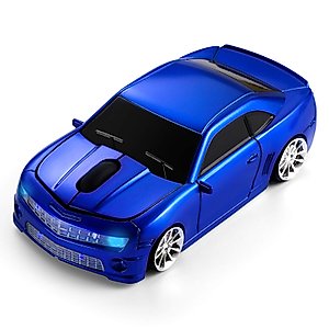 BKLNOG Wireless Car Mouse [Updated] with LED Headlights, 1600 DPI Sports Car Shaped Mouse for Mac, Computers, Blue